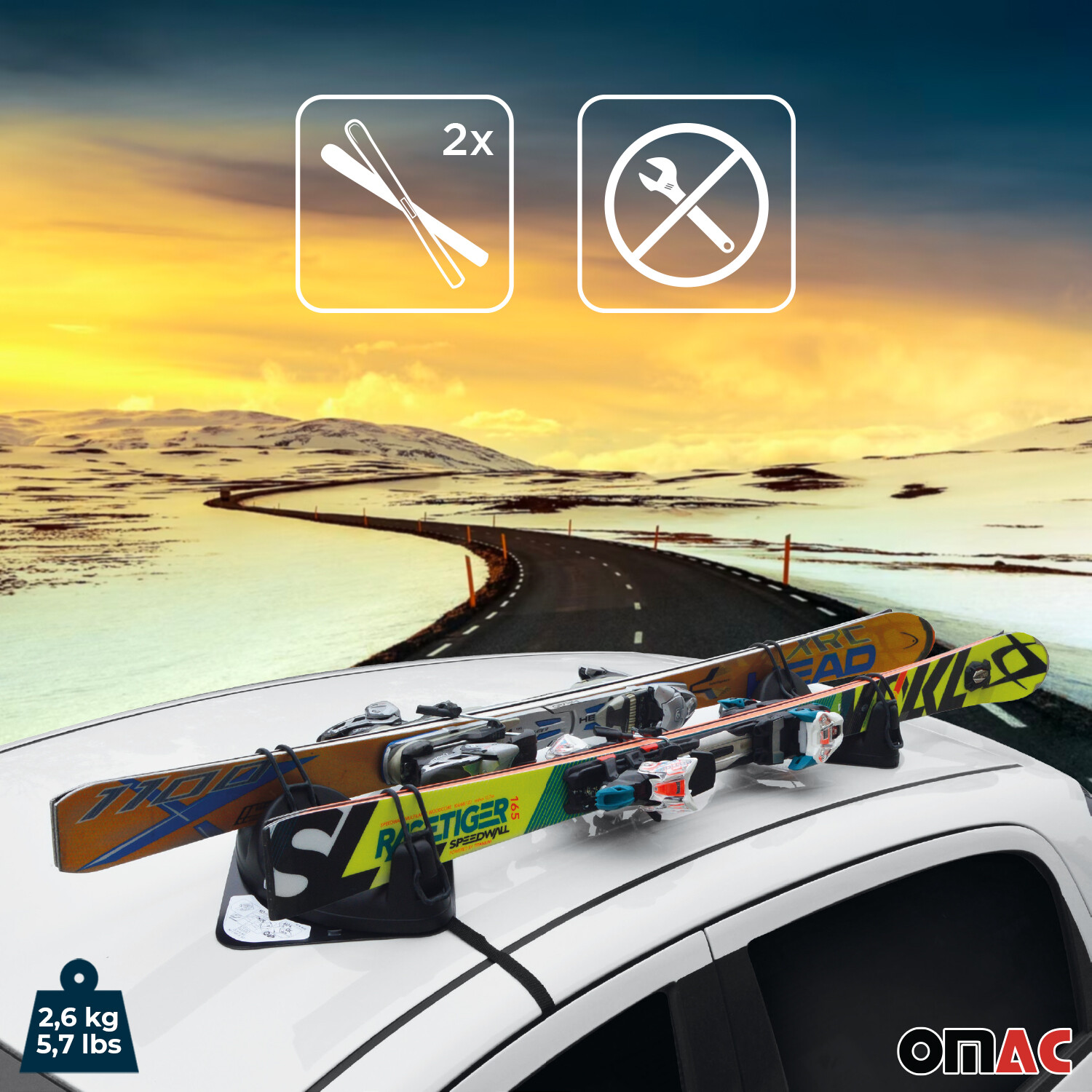 2 Pieces Magnetic Ski Snowboard Racks Roof Mount Car Carrier Black | eBay