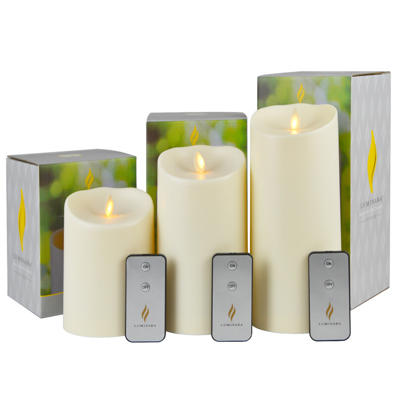 Luminara Battery Operated Led Flameless Pillar Candles Set Flickering ...
