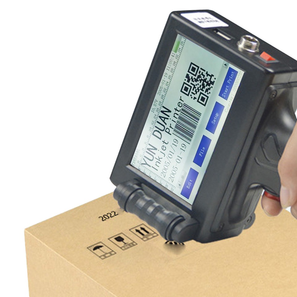 Handheld Inkjet Printer Touch Screen Dates Logo Laser Coder Label QR ...