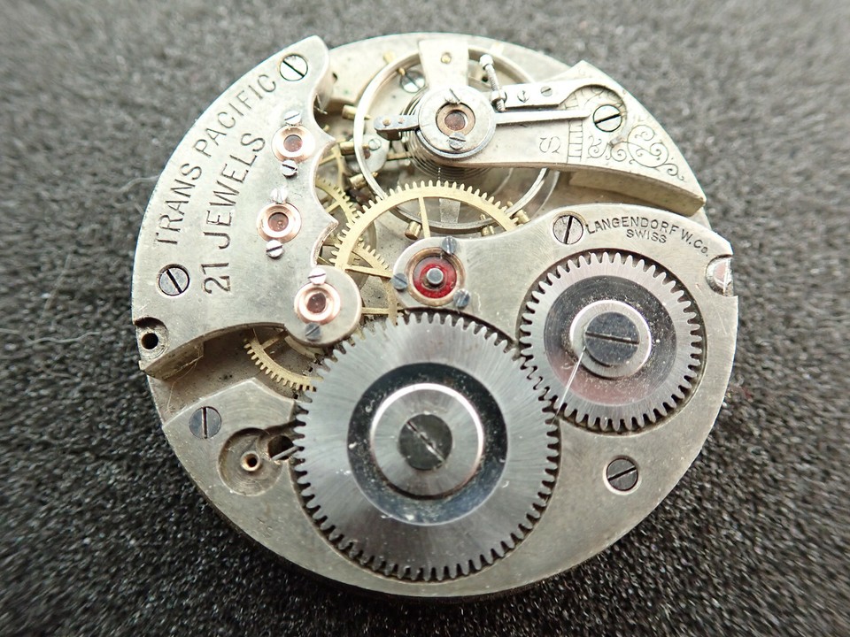 VINTAGE 16 SIZE TRANS PACIFIC LANGENDORF POCKET WATCH MOVEMENT - NOT ...