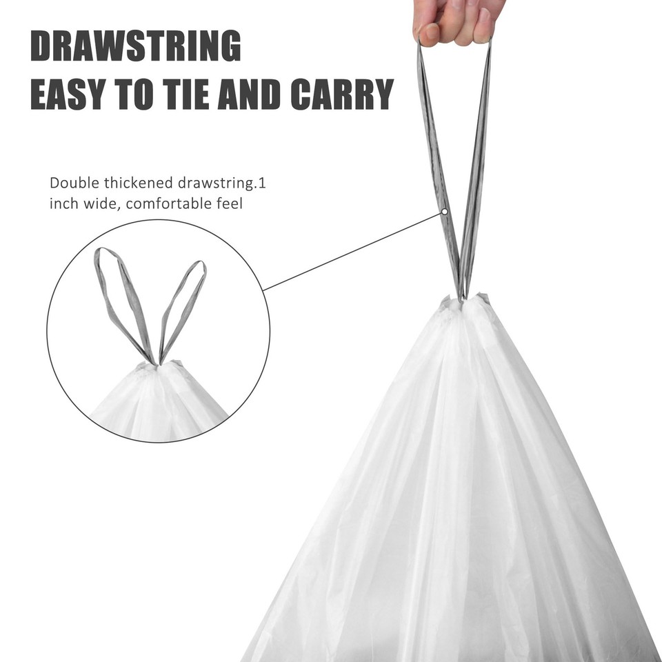 15 Gallon Trash Bags Drawstring,Tall Kitchen Trash Bags,50 Liter White ...