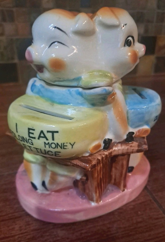 Vintage MCM FRED ROBERTS Three Little Pigs PIGGY BANK Made In JAPAN | eBay