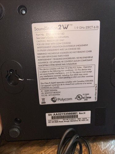 - Polycom SoundStation 2W 2201-67810-160 1.9GHZ Wireless Base Station W ...