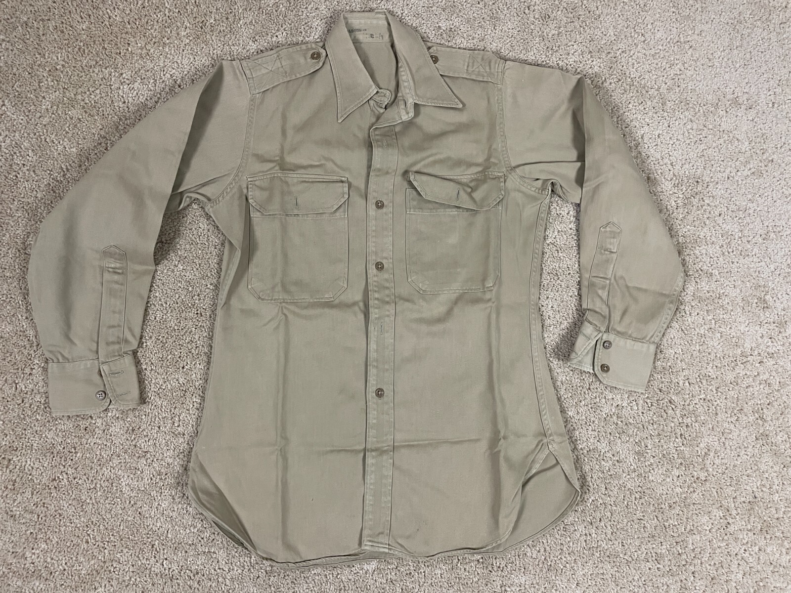 Vintage US Army Button Up Shirt Mens 1940s Khaki WW2 … - Gem