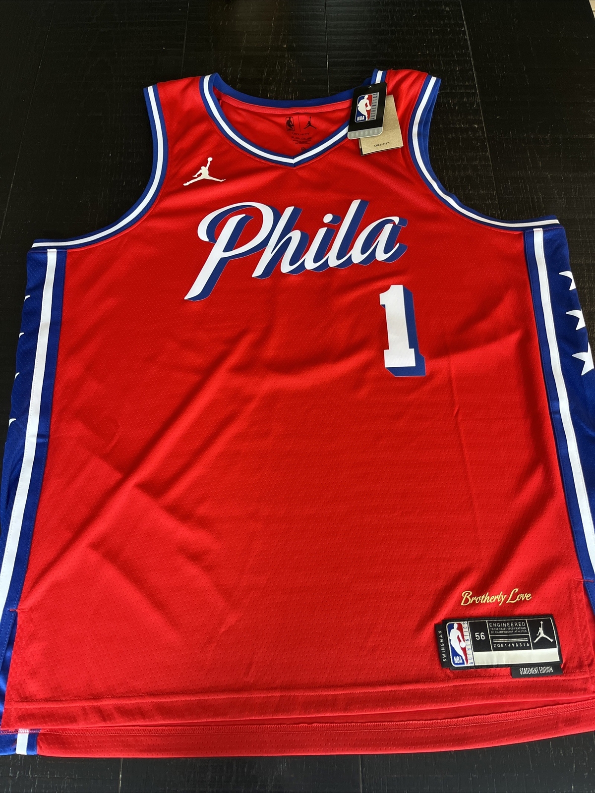 NIKE Philadelphia 76ers James Harden #1 Red Dri-FIT Swingman Jersey Men ...