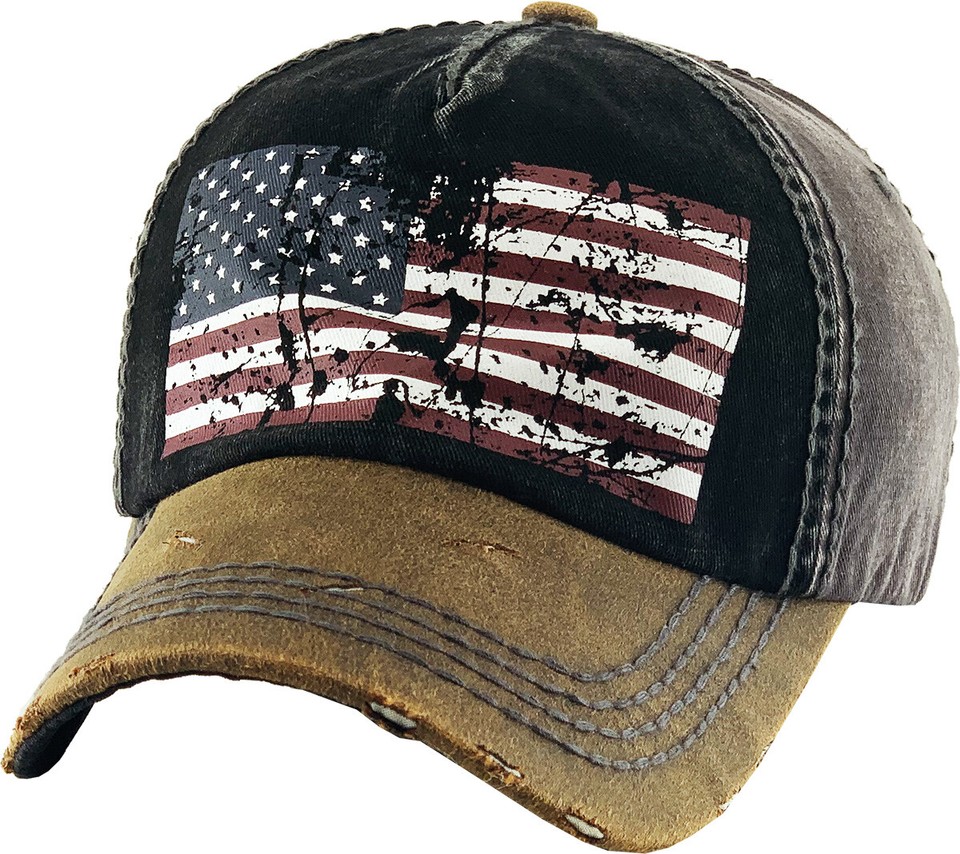 America USA Flag Vintage Distressed Hat Baseball Cap Washed Adjustable ...