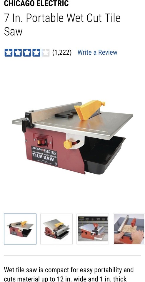 NEW Chicago Electric 7” Portable Dry Wet Tile Saw 7” NEW IN BOX | eBay