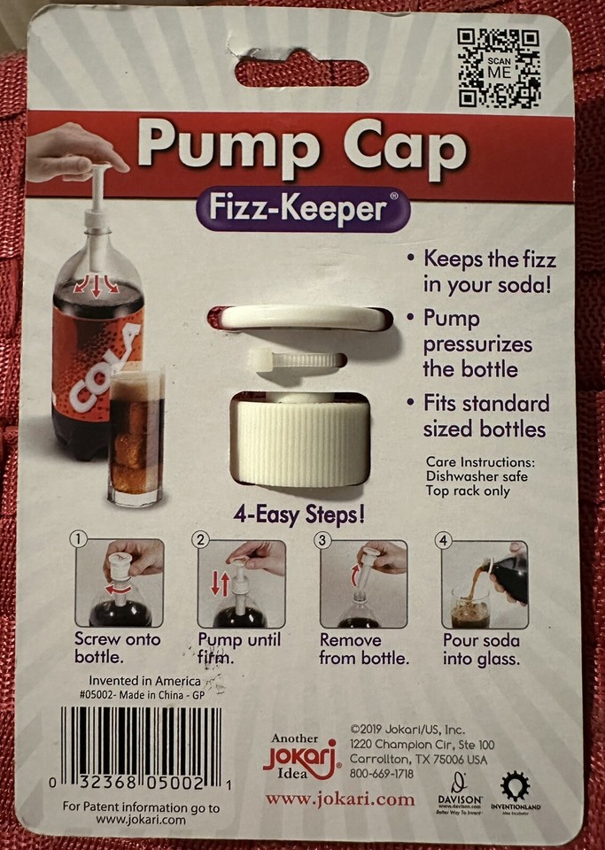 Jokari Pump Cap Fizz-Keeper Standard Keeps Soda Fresh Saves Money NEW ...