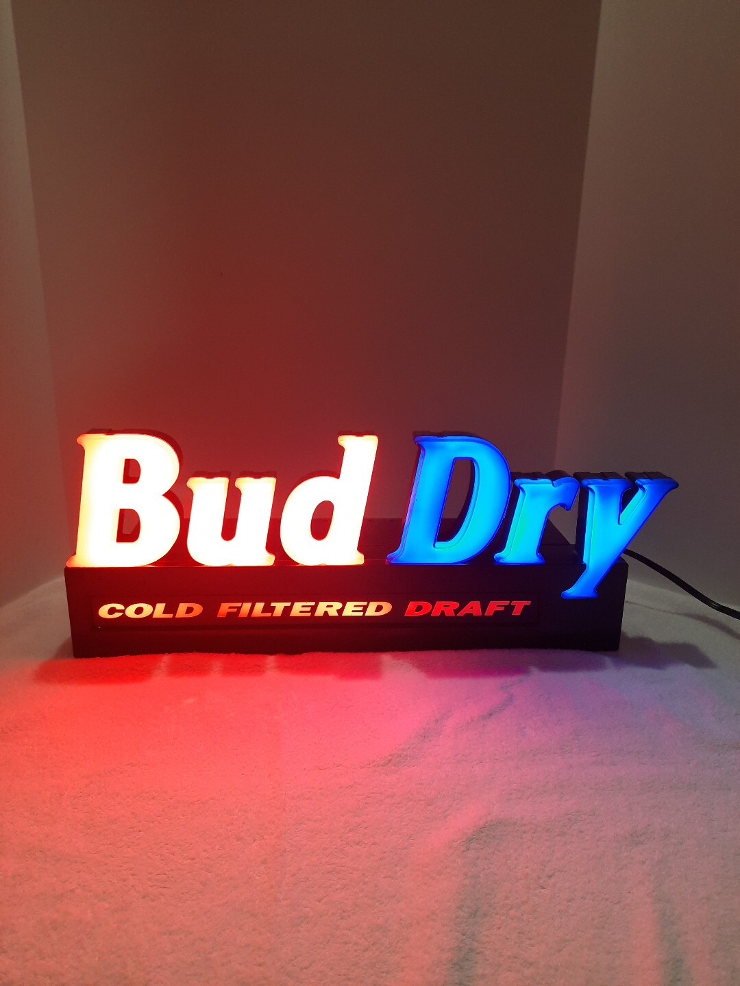 1990 Vintage Bud Dry Cold Filtered Draft Lighted Beer Sign Tested | eBay