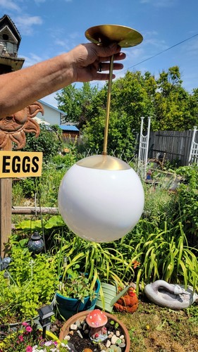 Vintage MCM Mid Century Moe Lighting White Glass 10” Sphere Orb Hanging ...