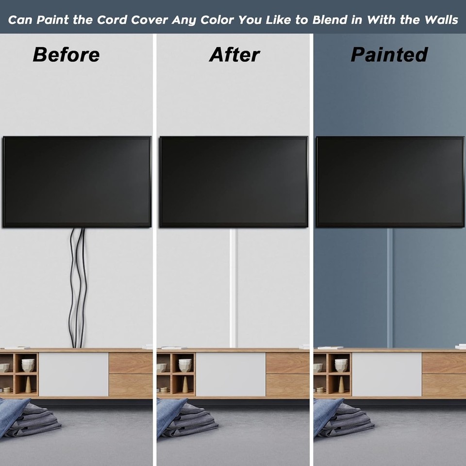 62.8in Cable Cover Wall White Wire Cover for Wall Paintable Cord Cover ...