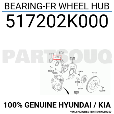 517202K000 Genuine Hyundai / KIA BEARING-FR WHEEL HUB | eBay