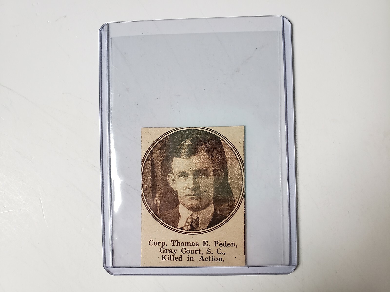 Corporal Thomas E. Peden Gray Court South Carolina 1919 World War 1 WW1 ...