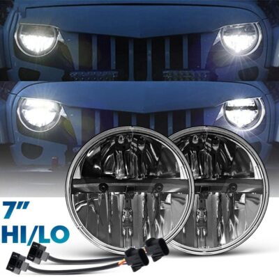 2×Fit MINI CLASSIC 7INCH ROUND HEADLIGHT CONVERSION KIT LED HEADLAMP ...