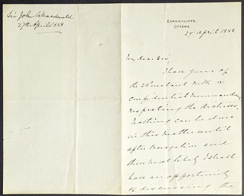 1888 Sir John A MacDonald Handwritten Signed Letter Canadian Prime ...