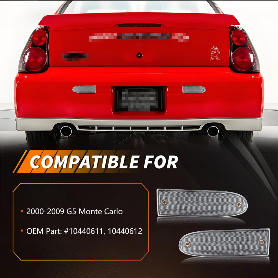 2X Clear Lens Rear Bumper Backup Reverse Lights For 2000-2009 G5 Monte ...