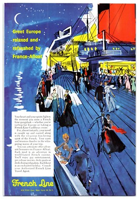 Original 1956 French Line "Ocean Liners" Print Advertisement (7in X ...