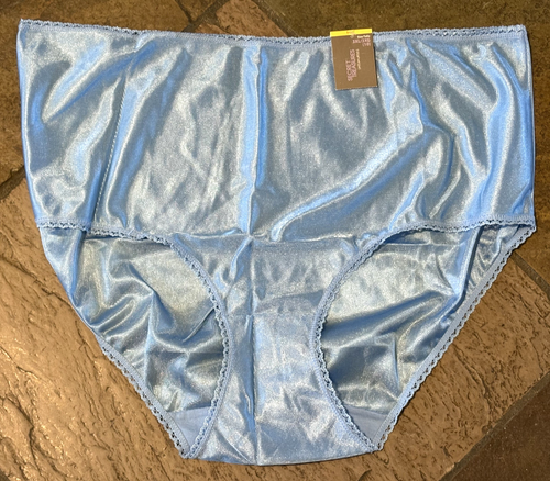 SECRET TREASURES 10/3XL Baby Blue Silky Hi Shine SATIN Brief Panty NWT ...