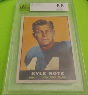 1961 Kyle Rote Topps NFL Football Card.#87 BVG 6.5 EX-MT+ New York ...