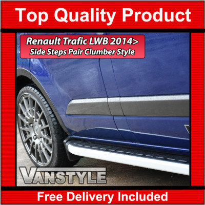 FITS RENAULT TRAFIC LWB 14> ALUMINIUM SIDE STEPS CLUMBER STYLE RUNNING ...