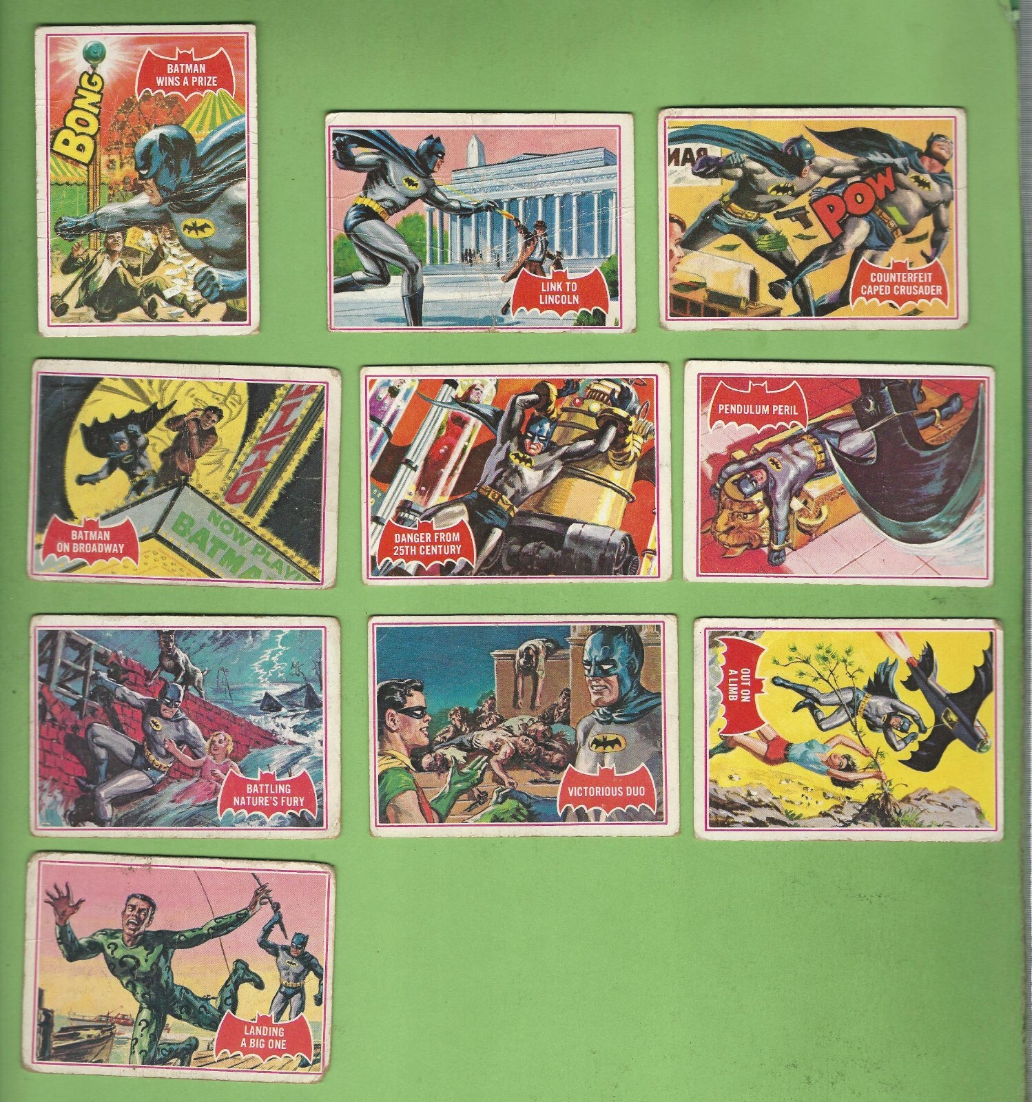 #D494. #1. LOT OF TEN (10) SCANLENS 1966 BATMAN RED BAT CARDS | eBay
