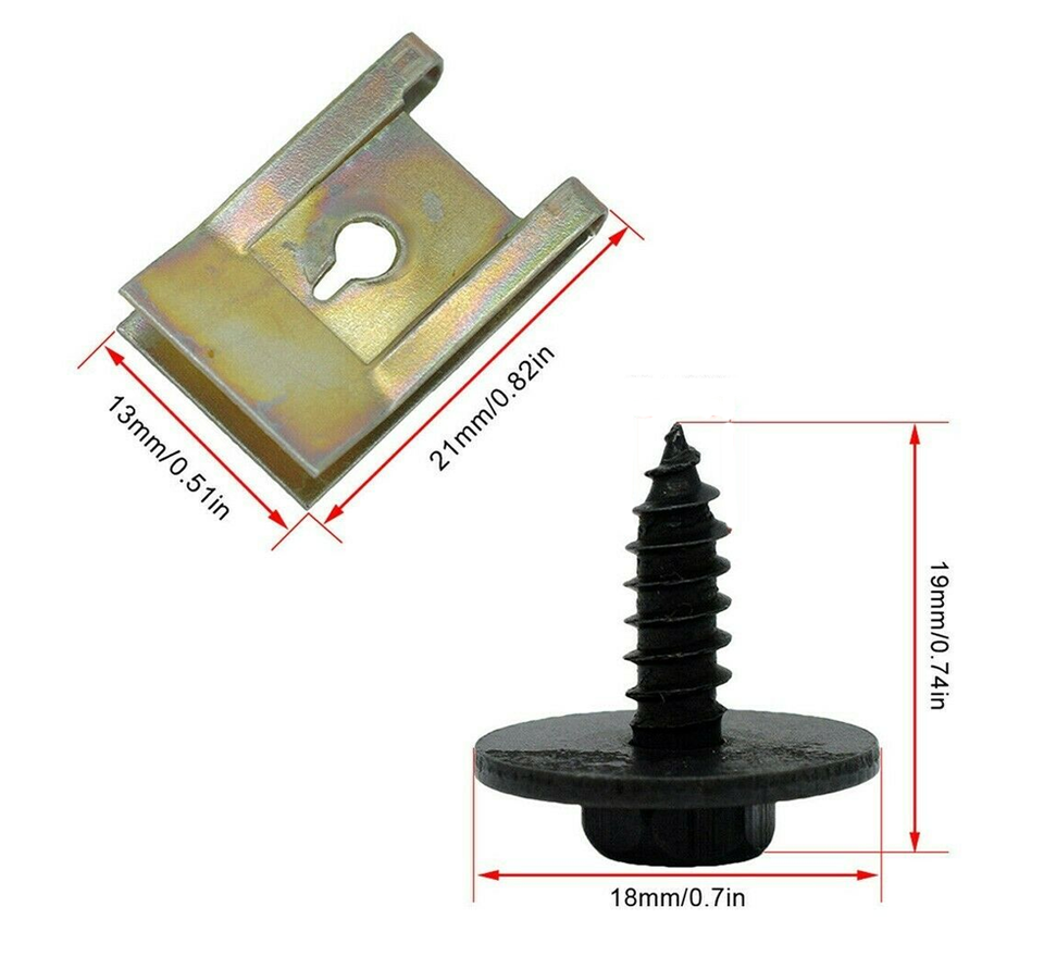 (USA)20X Metal Car Screw Body Fender Bumper Retainer U Nut Clips Gasket ...