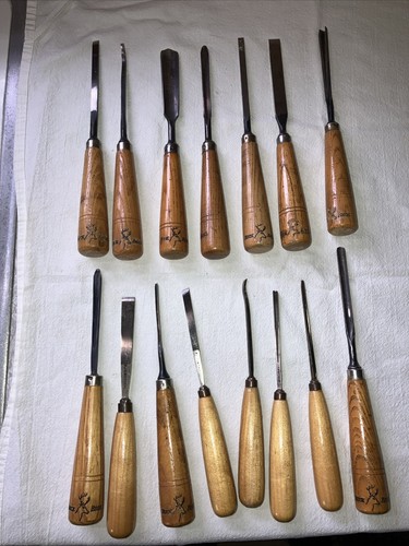 15 VINTAGE BUCK BROTHERS WOOD HANDLE CHISEL GOUGE CARVING Etc | eBay
