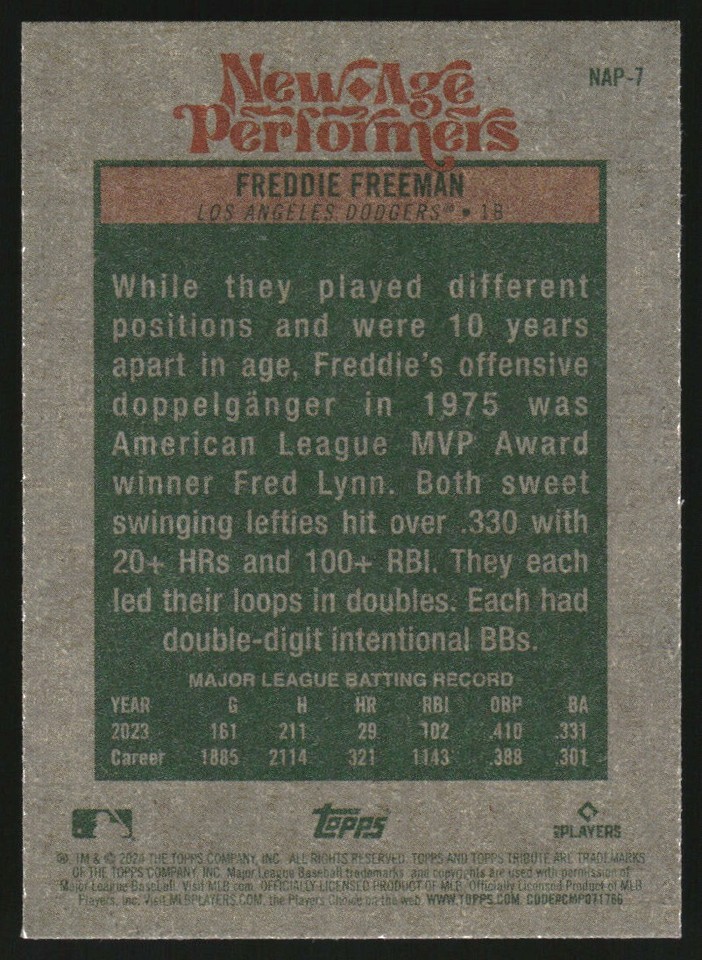 2024 Topps Heritage New Age Performers #NAP7 Freddie Freeman | eBay
