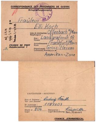 France POW Free Mail 1944 Luneville, France POW Camp POW Envelope from ...