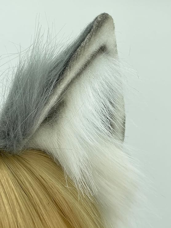 Grey Wolf Ears Headband Fluffy Animal Ears Cosplay Hair Accessory Costume | eBay
