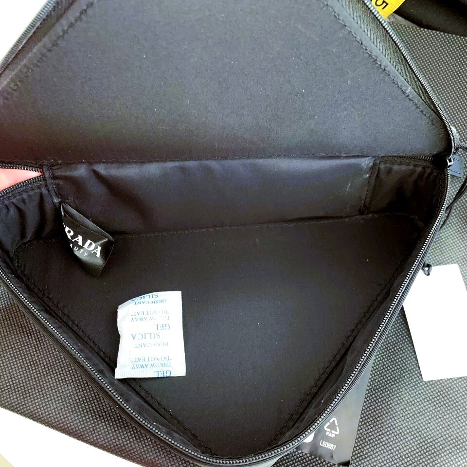 Prada Triangle Clutch Bag Cosmetic Pouch Pink & Black New With Tags | eBay