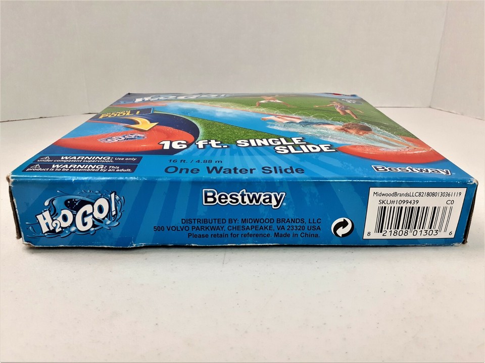 H20 Go Lawn Water Slide Single 16 Ft Slider with Drench Pool Bestway ...