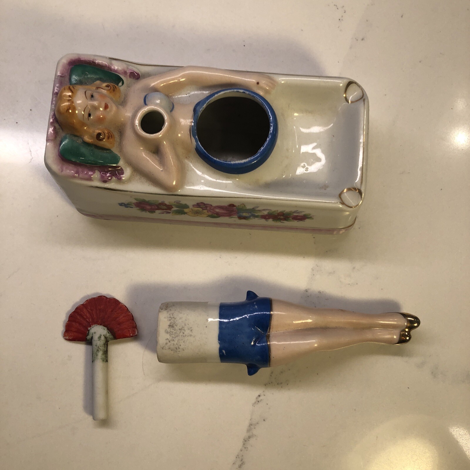 Vintage 1950’s Nobber Flirty Lady Pinup Girl Ashtray with Fan and Legs ...