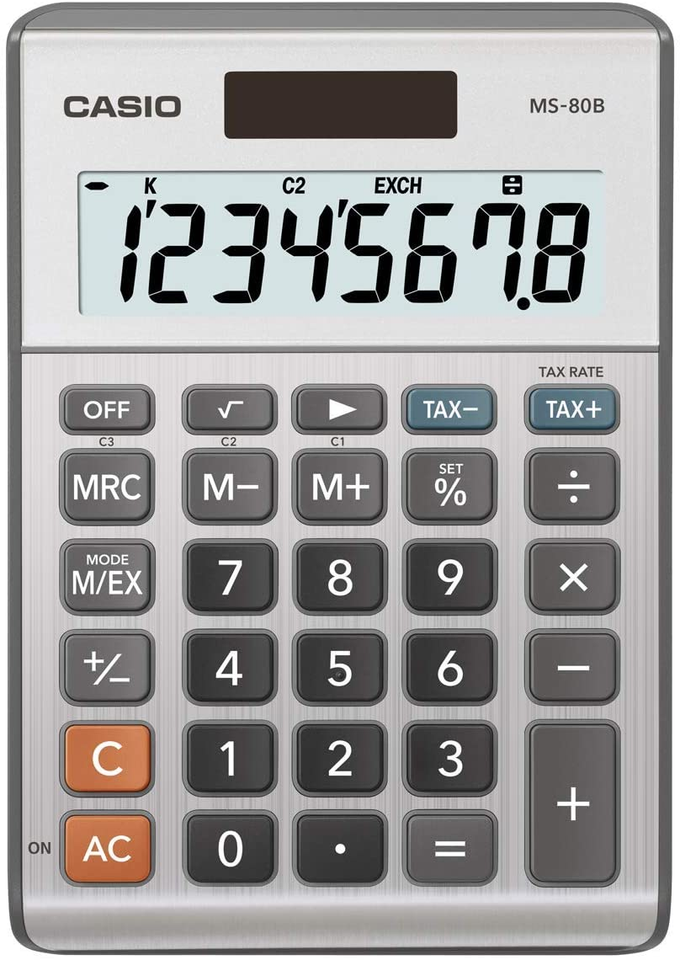 Casio MS-80B Standard Function Desktop Calculator,Black 147D×103W×28.8H ...