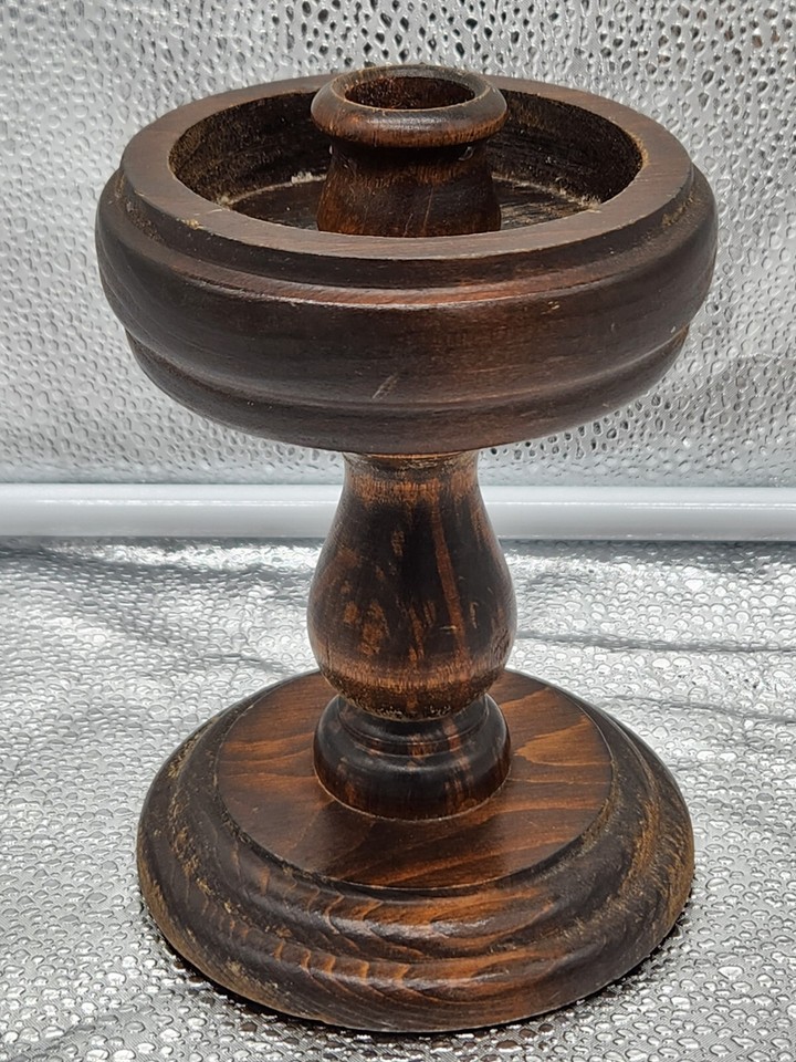 Vintage 19th Century Primitive Wooden Turned Oak Cornwall Candlestick ...