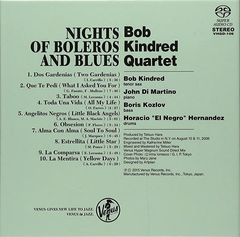(Duty Paid) BOB KINDRED QUARTET-NIGHTS OF BOLEROS AND BLUES-JAPAN SACD ...