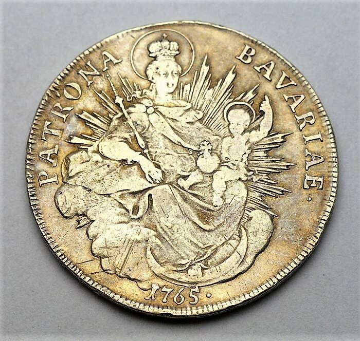 1765 GERMAN STATES Bavaria Maximilian III ANTIQUE OLD Silver Thaler ...