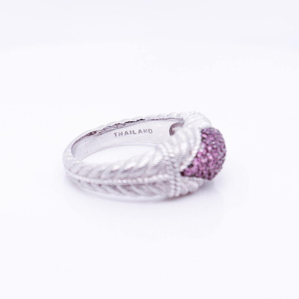 Judith Ripka Sterling Silver & Pave Set Pink Sapphire Ring | eBay