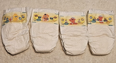 4 VTG Pampers Baby Dry Diapers 2008 Size 2 Sesame Street Elmo Ernie Big ...