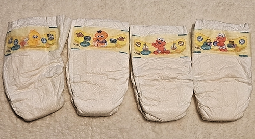 4 VTG Pampers Baby Dry Diapers 2008 Size 2 Sesame Street Elmo Ernie Big ...
