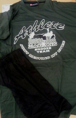 KINGS CLUB SHORTY PYJAMAS in GREEN cotton jersey 2XL 3XL 4XL 5XL 6XL ...