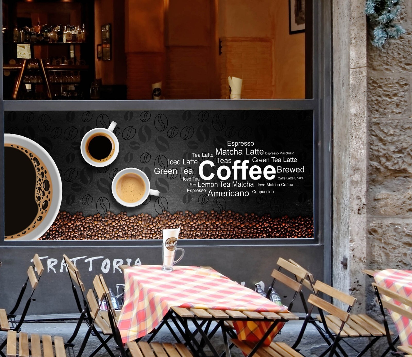 3D Coffee Shop Leisure A1646 Window Stickers Vinyl Wallpaper Wall ...