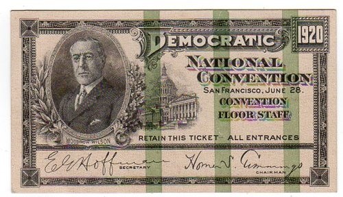 1920 Democratic Convention Convention Floor Staff Ticket | eBay