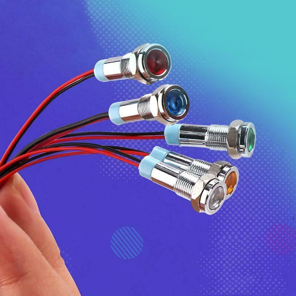 LED Indicator Warning Signal Light 8mm Thread Metal 220V 6V 12V 24V ...