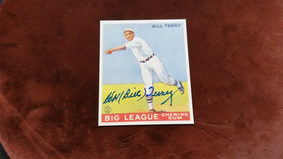 Bill Terry Autographed Baseball Card # 20 HOF NY Giants Big League ...