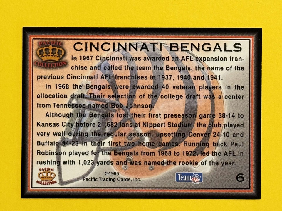 CINCINNATI BENGALS 1995 Pacific Team Card #6 | eBay
