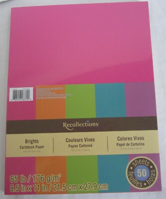 Recollections Cardstock Paper 8 1/2" x 11" 50 Sheets 65 lb 5 color ...