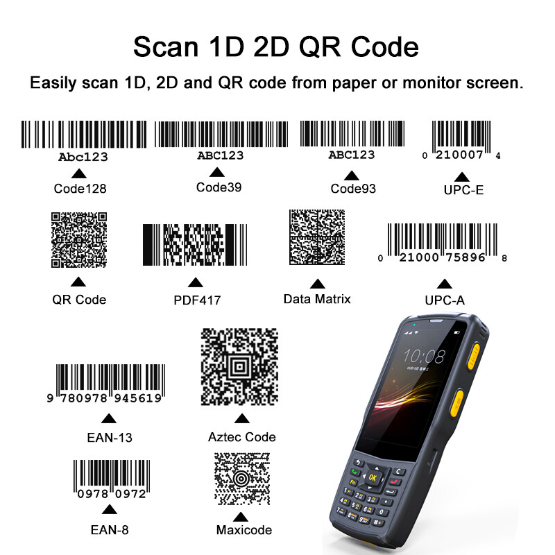 Android 9.0 Handheld PDA 1D 2D Honeywell QR Code Barcode Scanner NFC ...