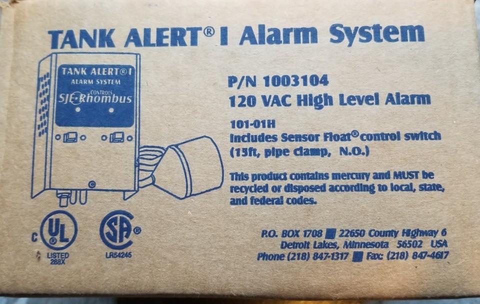 NOS SJE Rhombus Tank Alert 1 Series 101 Septic Alarm system w/float ...