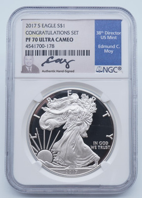 2017 S American Silver Eagle Proof $1 NGC PF 70 Ultra Cameo Moy Signed ...